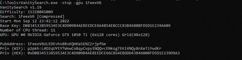 VanitySearch - cryptoxploits