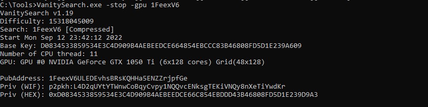 VanitySearch - cryptoxploits