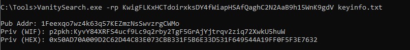 VanitySearch - cryptoxploits