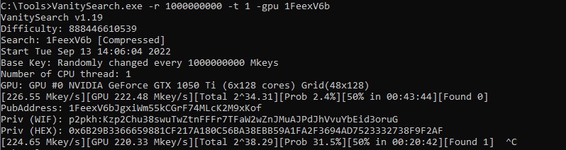 VanitySearch - cryptoxploits